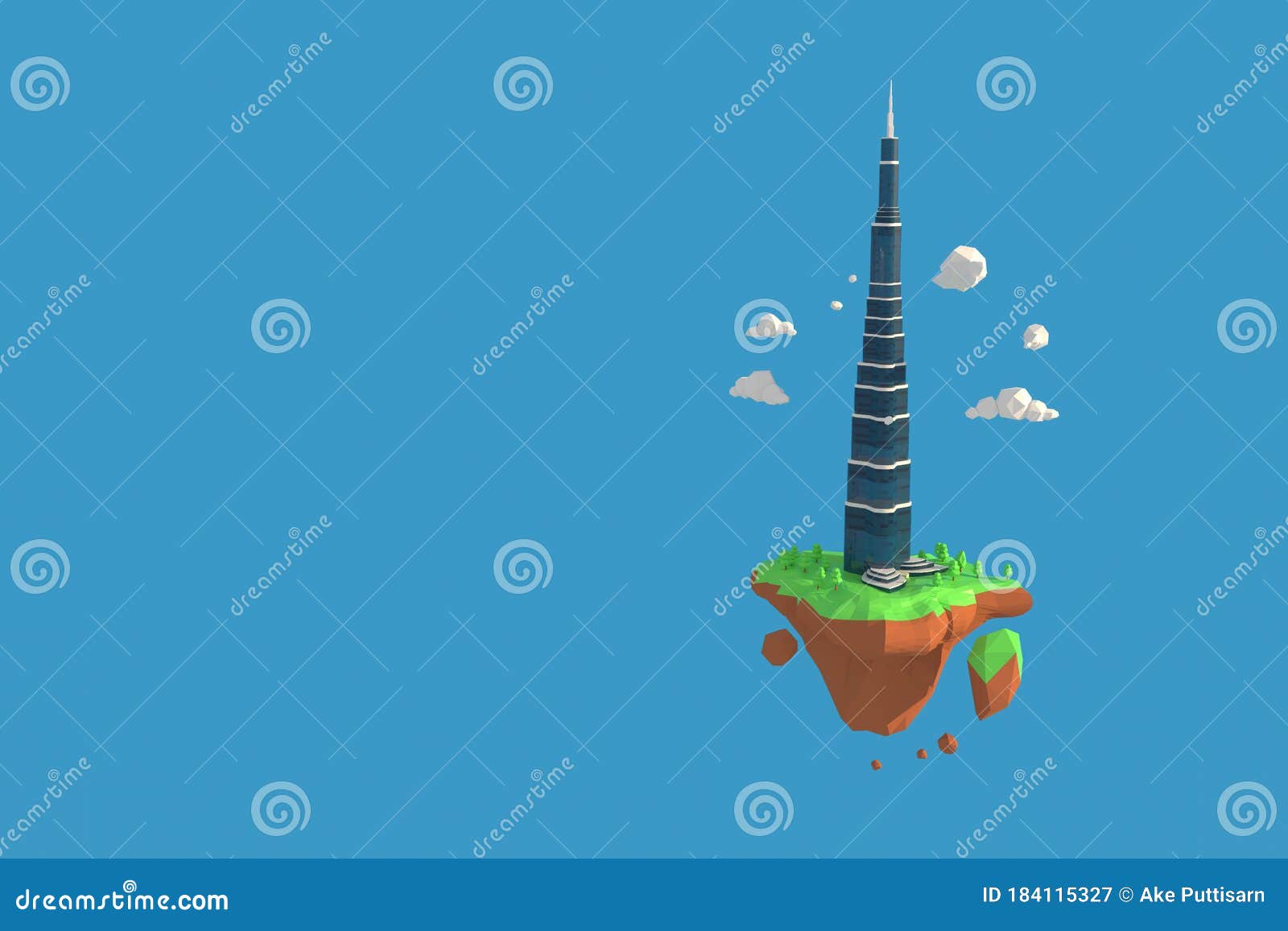 3D Illustrator Burj Khalifa in Dubai. 3d Rendering Low Polygon Geometry ...