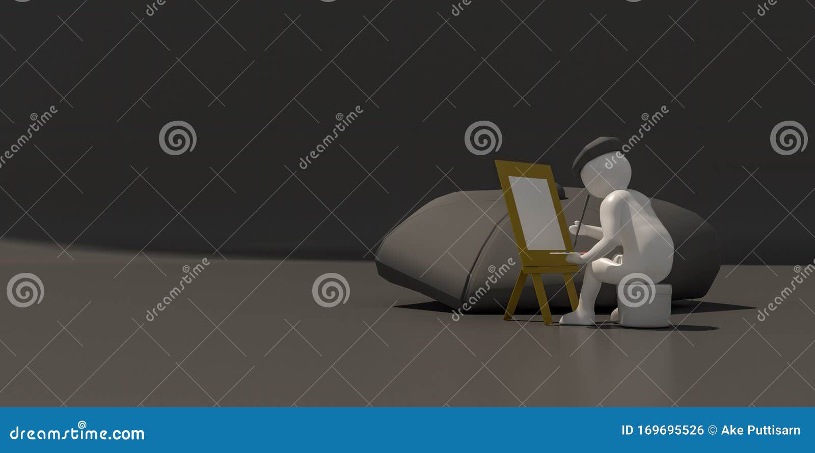 3d Illustrator, 3d Rendering of the Artist is Drawing Stock ...