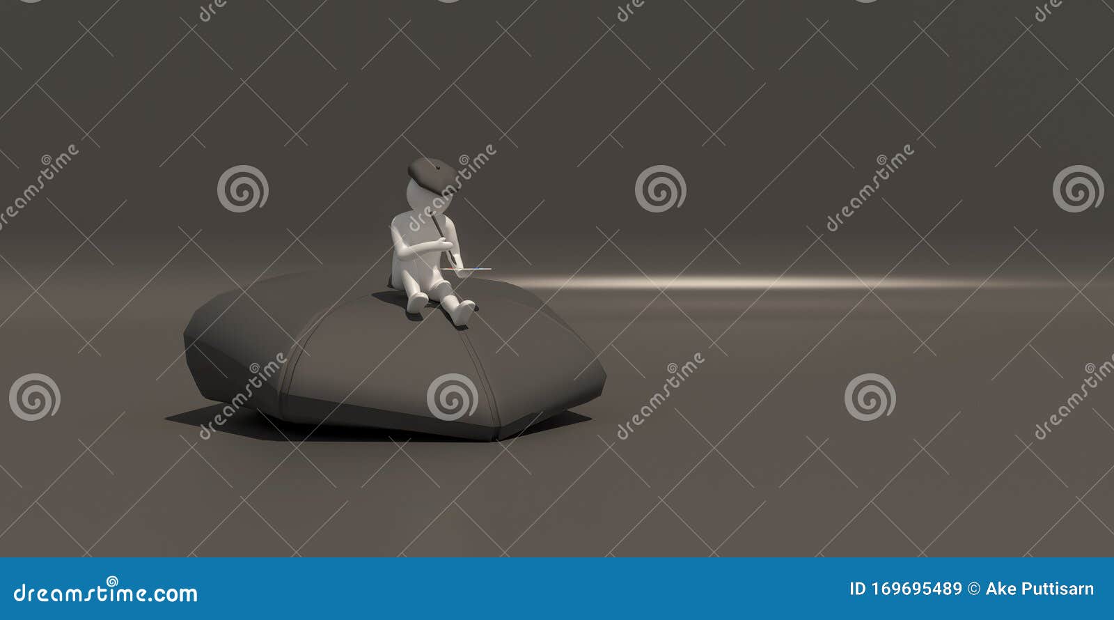 3d Illustrator, 3d Rendering Of The Artist Is Drawing Royalty-Free ...