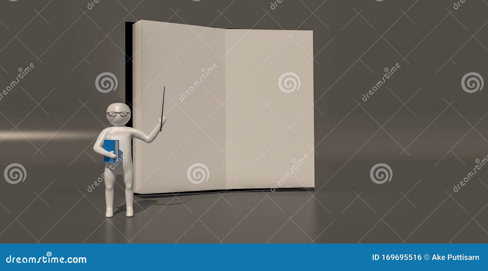 3d Illustrator, 3d Rendering of the Teacher and Book Stock Illustration ...