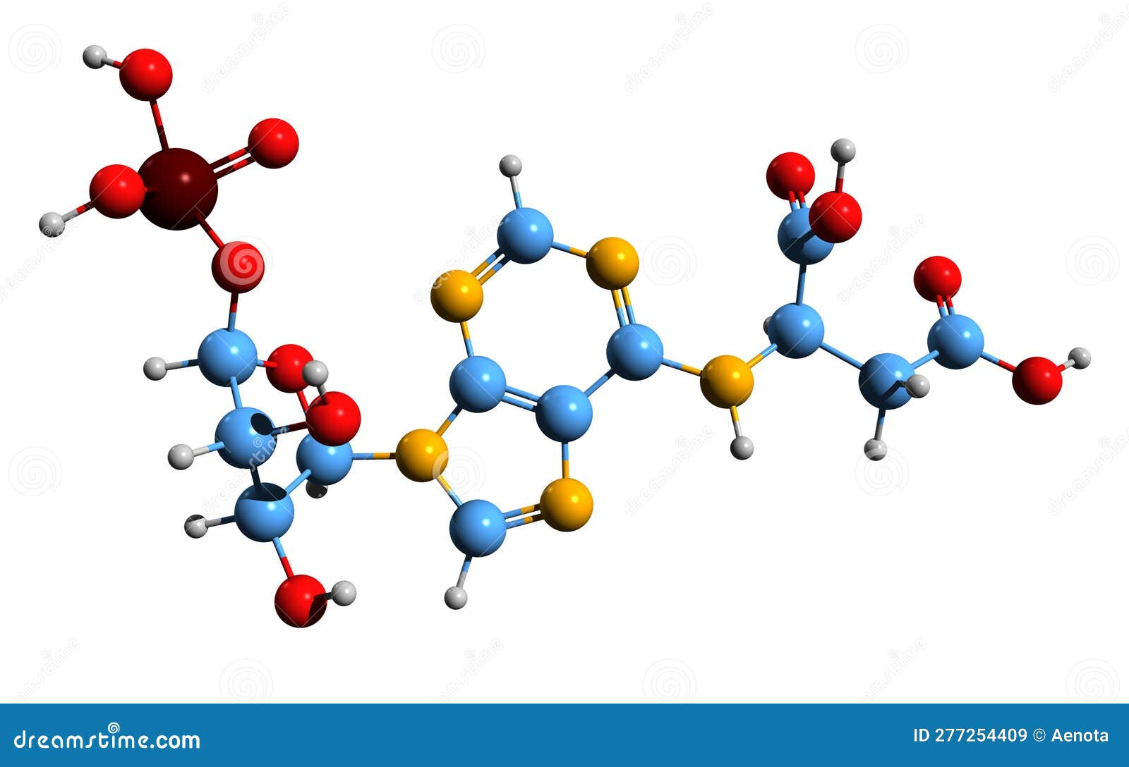 3D Image of Adenylosuccinate Skeletal Formula Stock Illustration ...