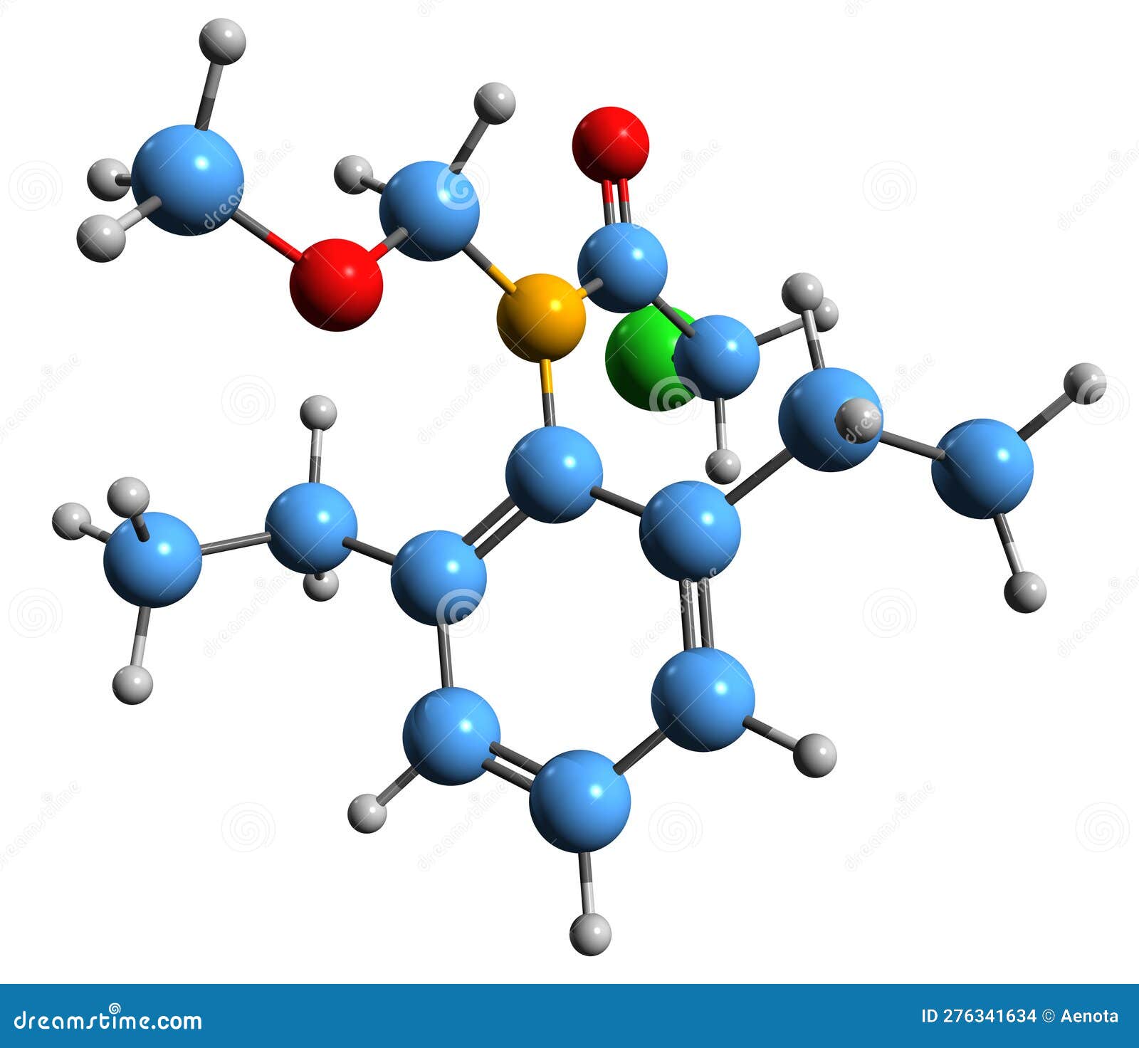 3D Image of Alachlor Skeletal Formula Stock Illustration - Illustration ...