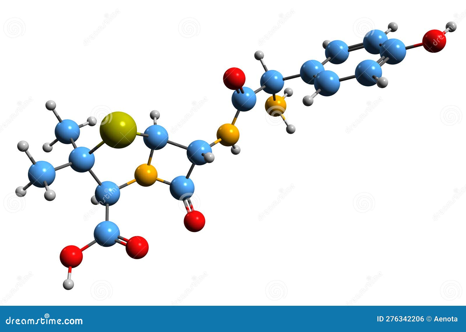 3D Image of Amoxicillin Skeletal Formula Stock Illustration ...