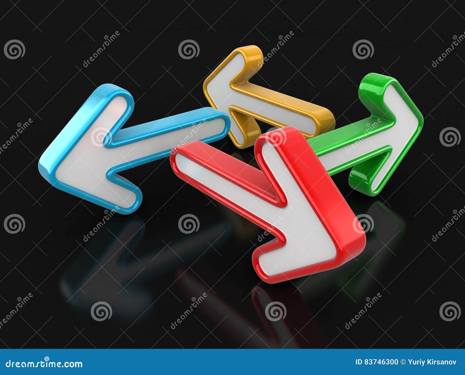 3d Image of Arrows in Different Directions Stock Illustration ...