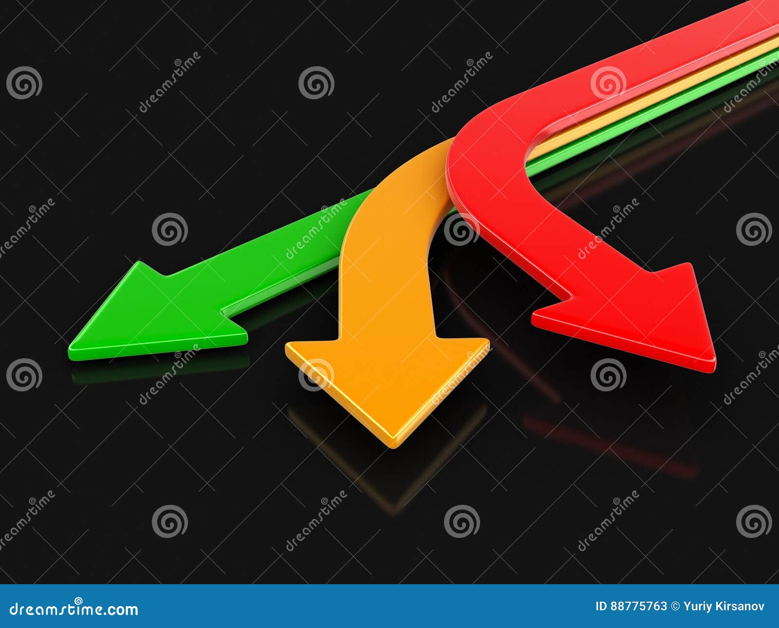 3d Image of Arrows in Three Directions Stock Illustration ...