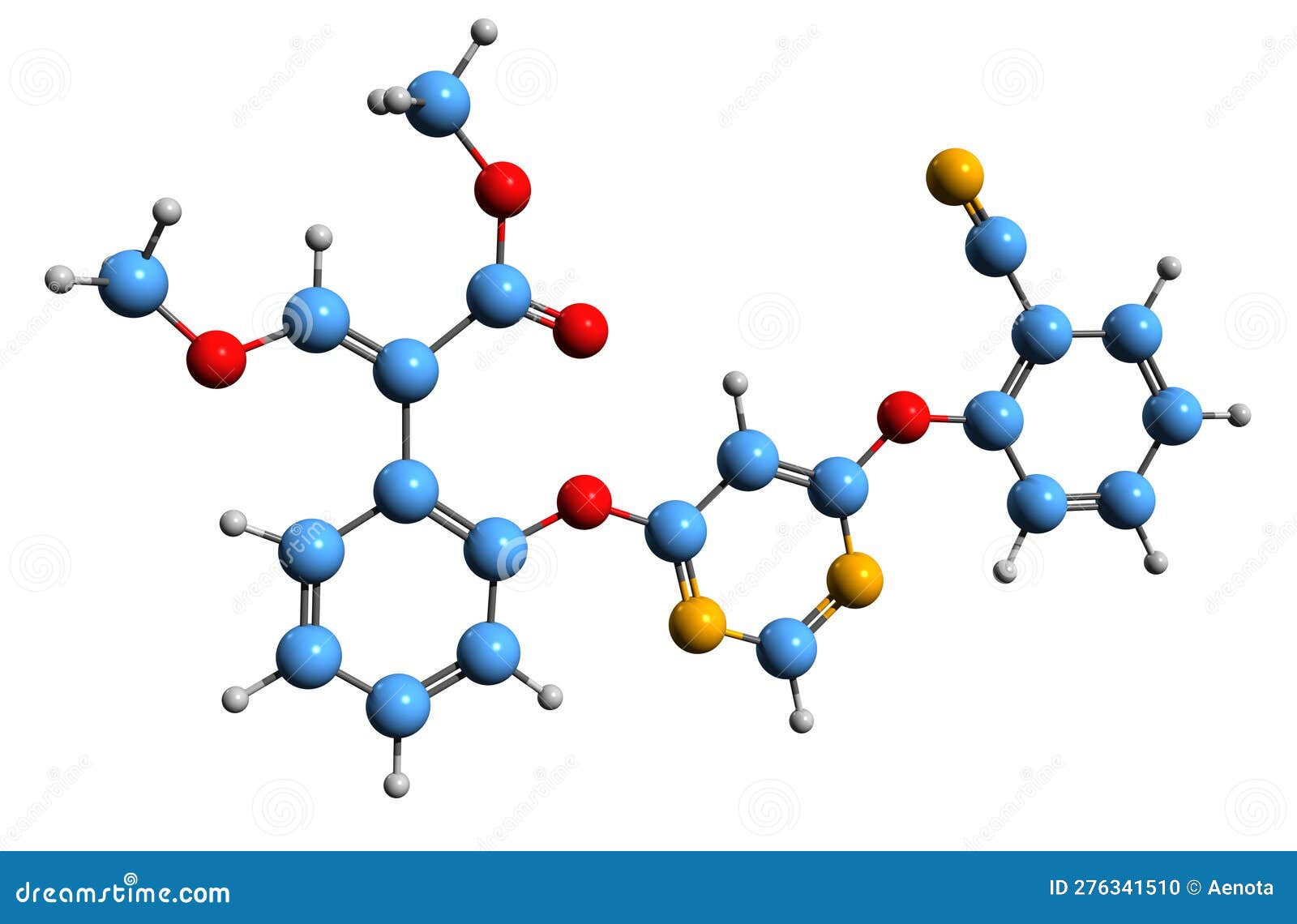 Azoxystrobin Fungicide Molecule. 3D Rendering. Atoms Are Represented As ...