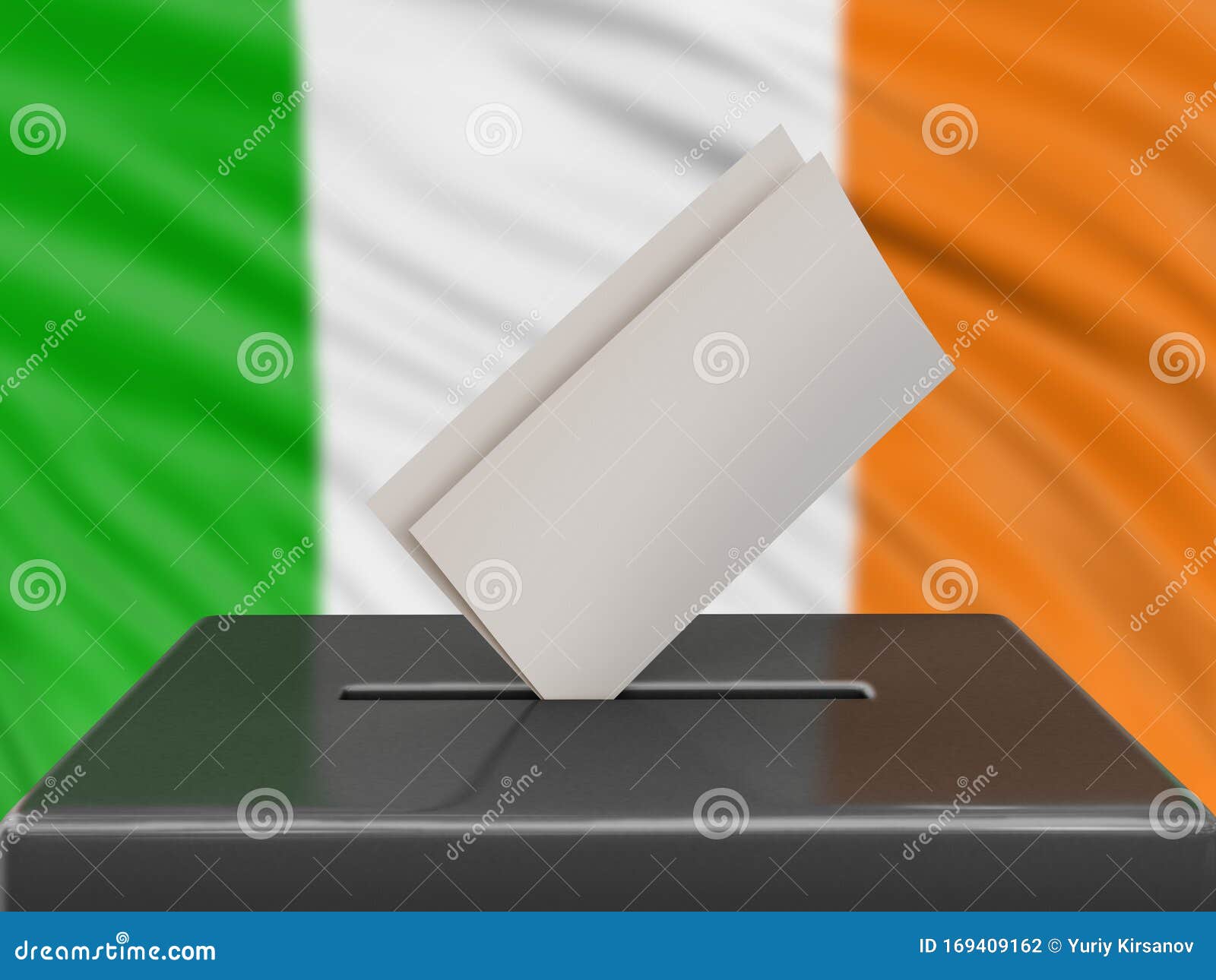 Ballot Box with Irish Flag on Background Stock Photo - Image of ...