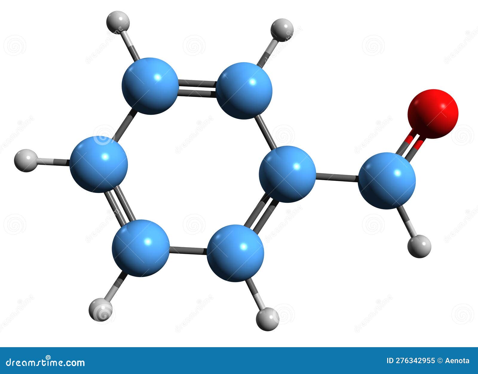 Benzaldehyde Molecular Structure 3d, Flat Model, Aromatic Aldehyde ...