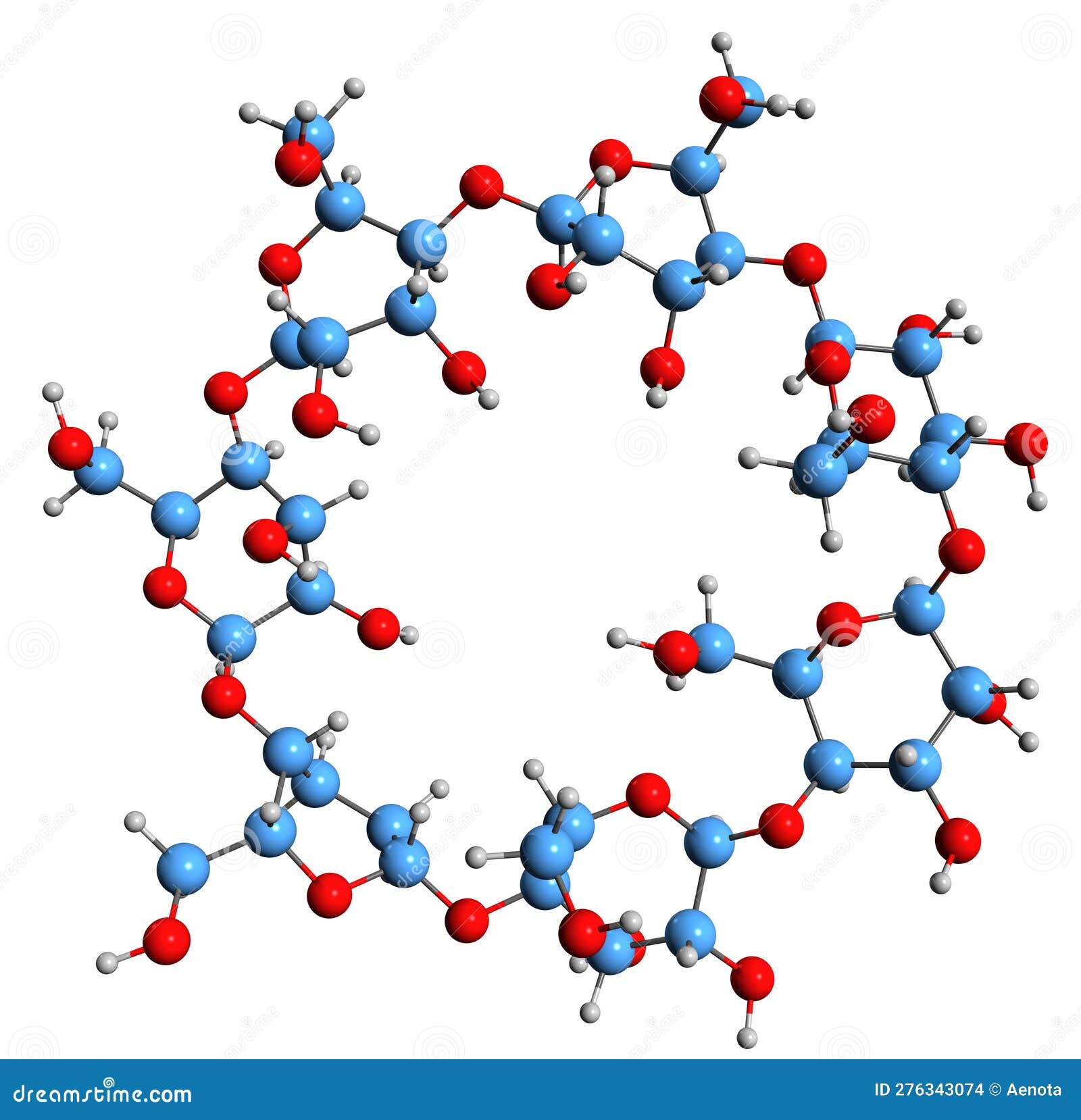 3D Image of Beta-Cyclodextrin Skeletal Formula Stock Illustration ...