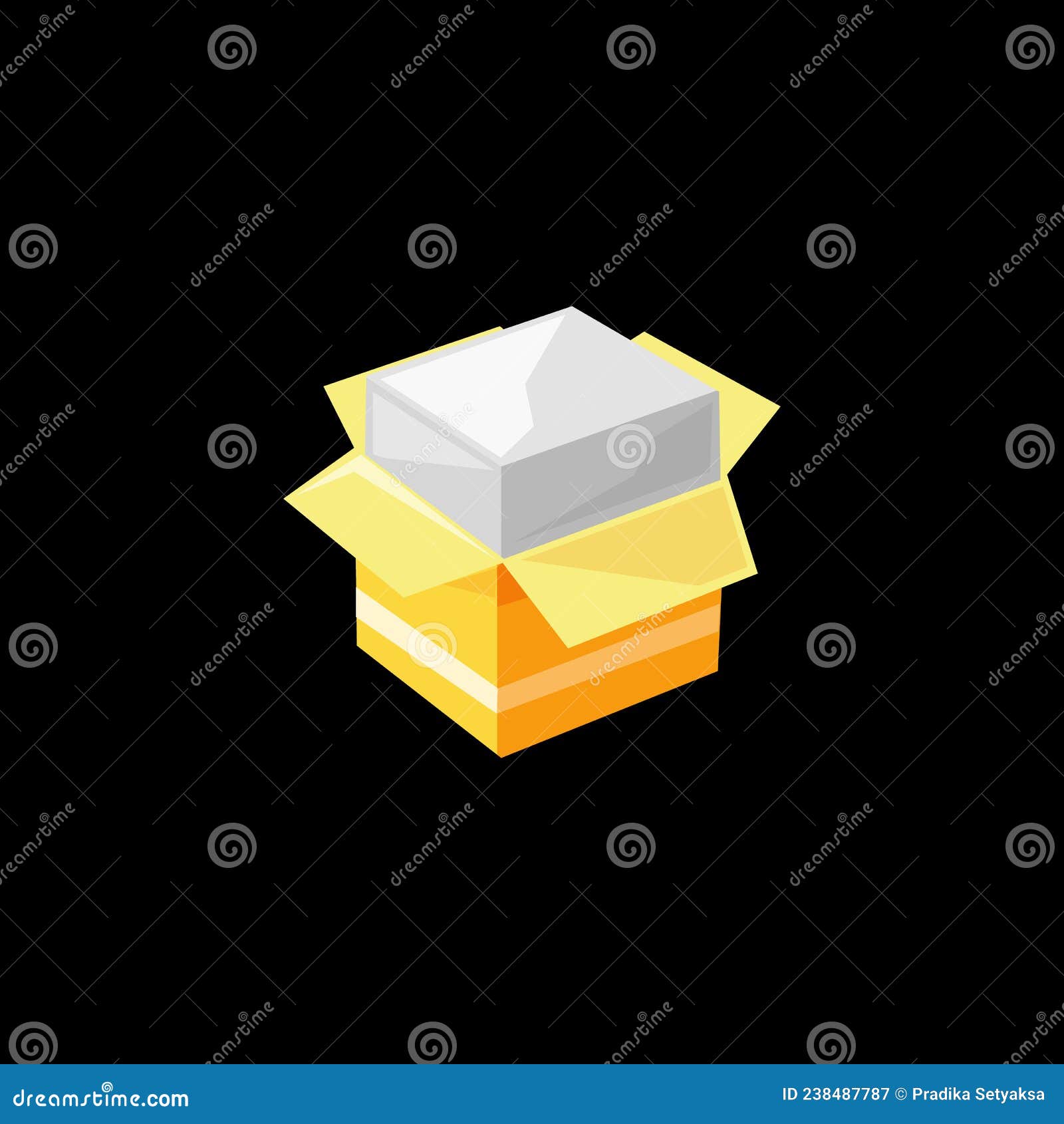 A 3D Image of of a Box Package in Yellow Color Stock Vector ...