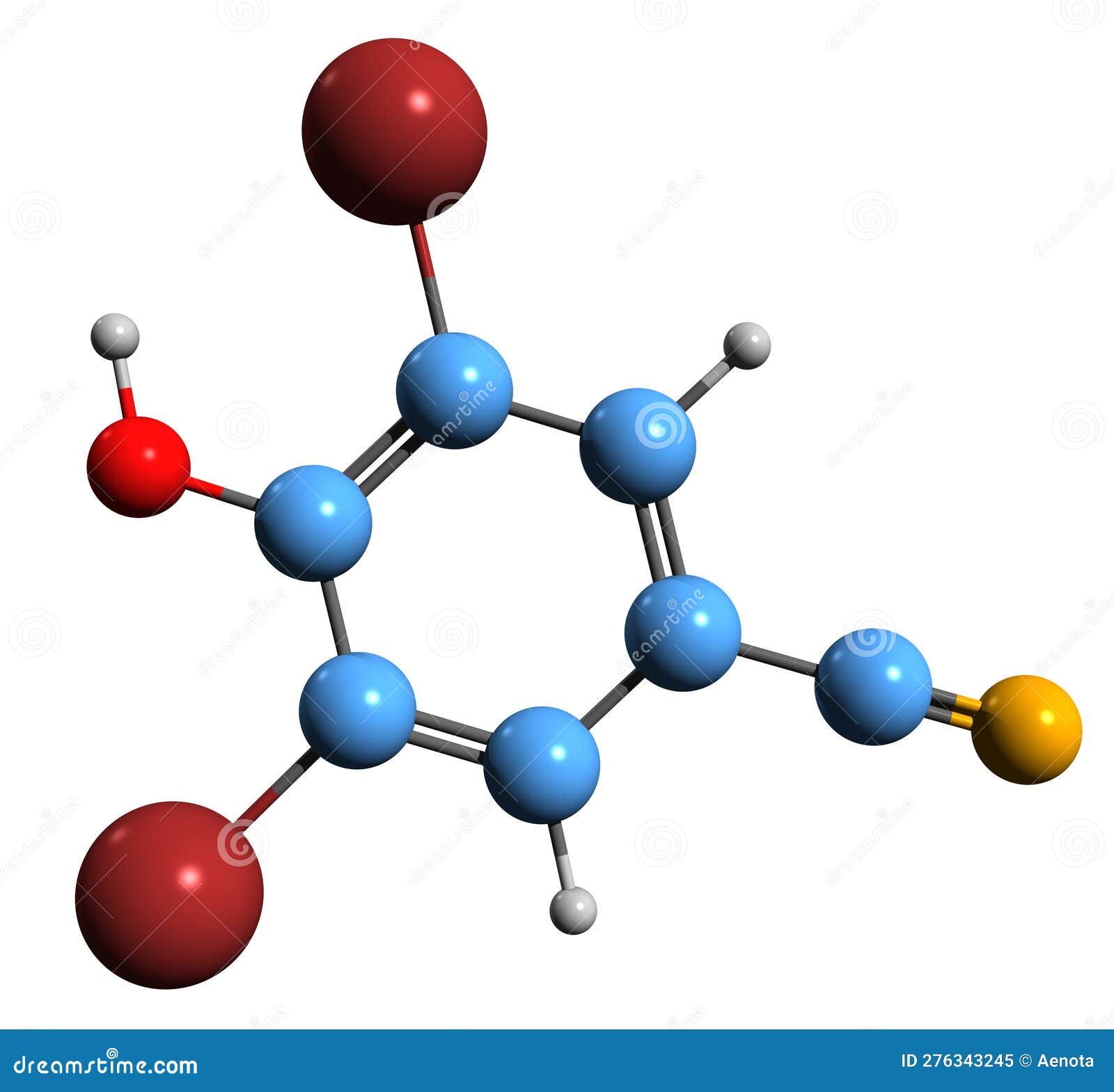 3D Image of Bromoxynil Skeletal Formula Stock Illustration ...