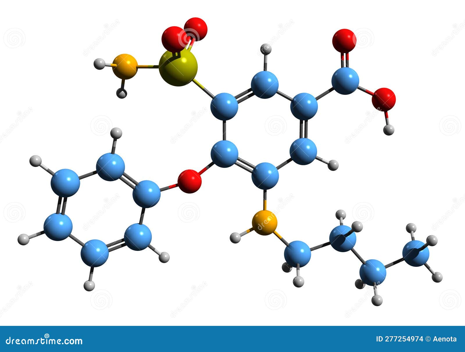 3D Image of Bumetanide Skeletal Formula Stock Illustration ...