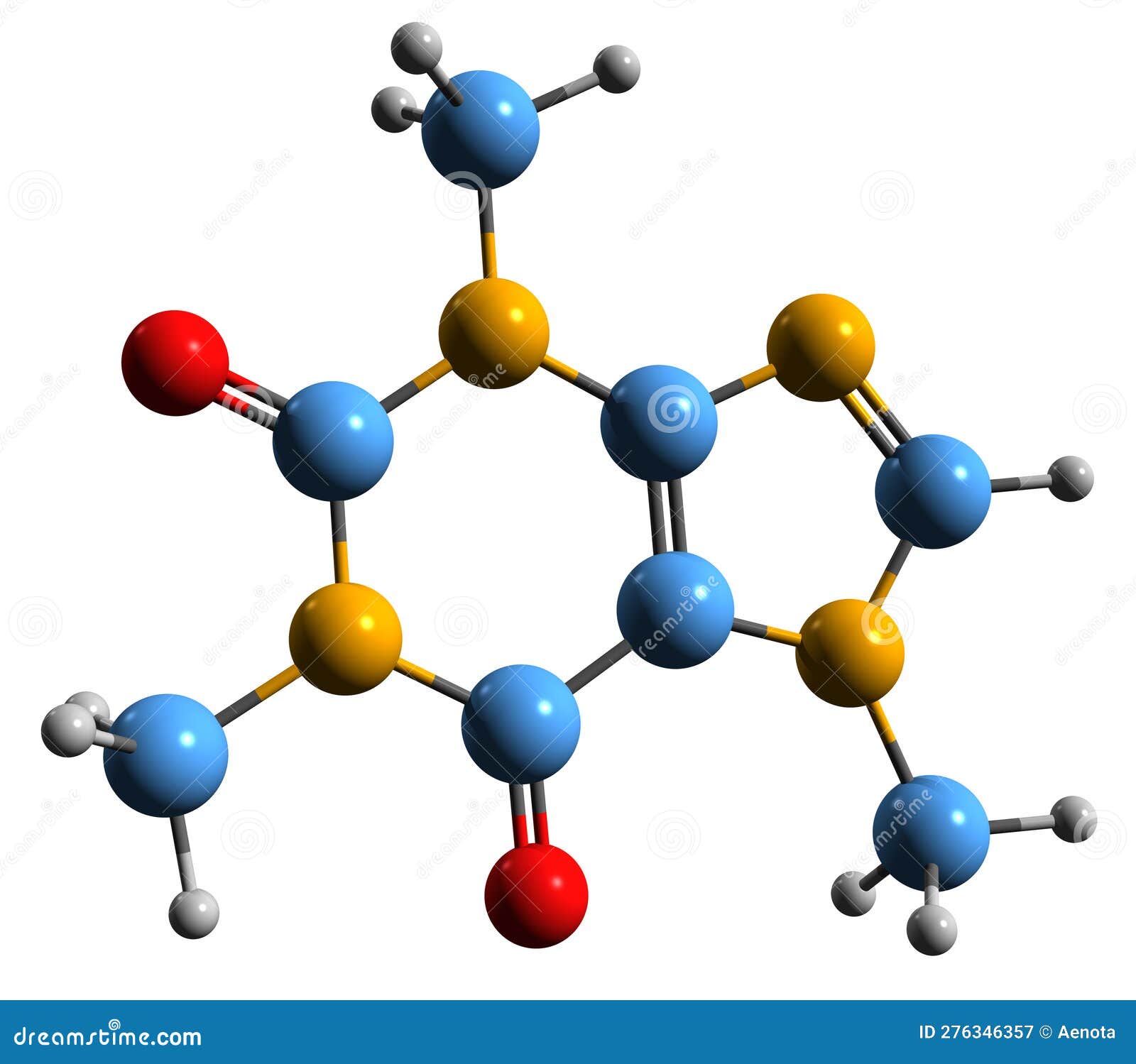 3D Image of Caffeine Skeletal Formula Stock Illustration - Illustration ...