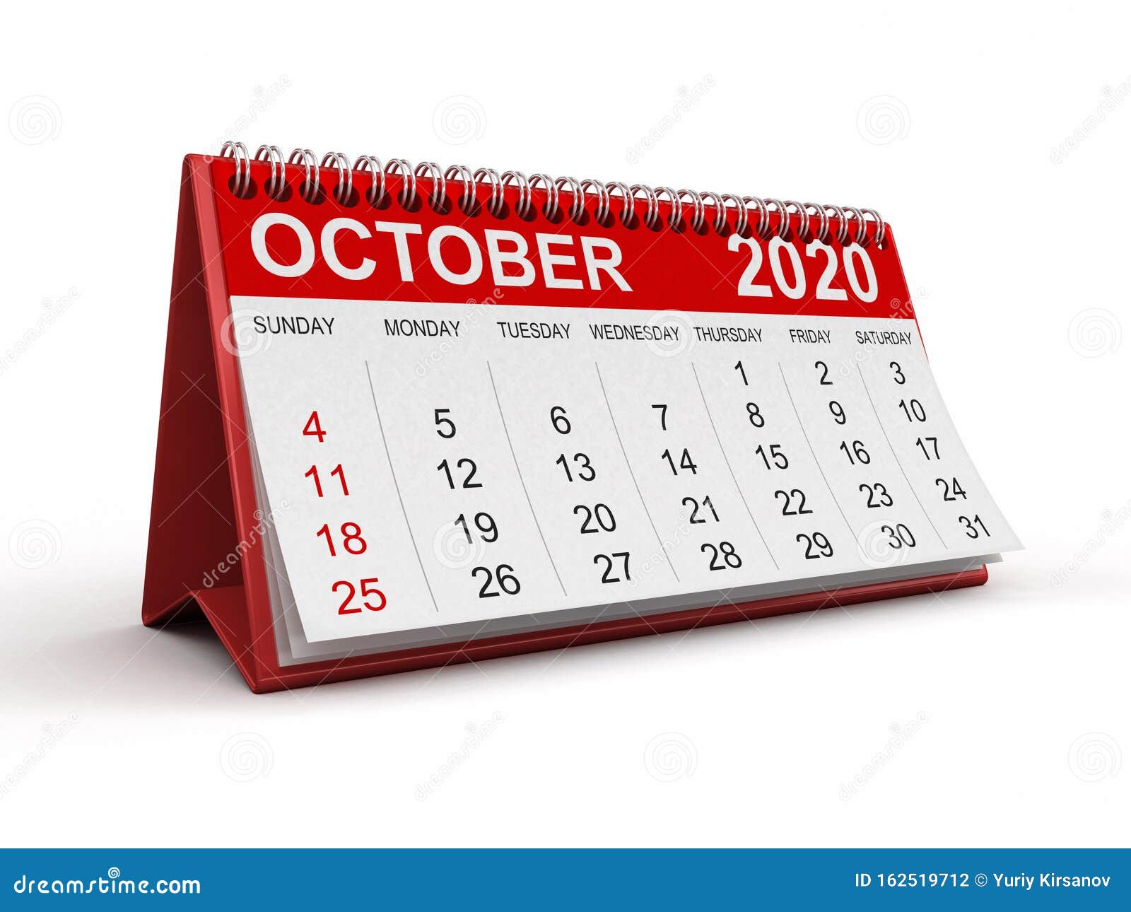 Calendar - October 2020 Clipping Path Included Stock Illustration ...