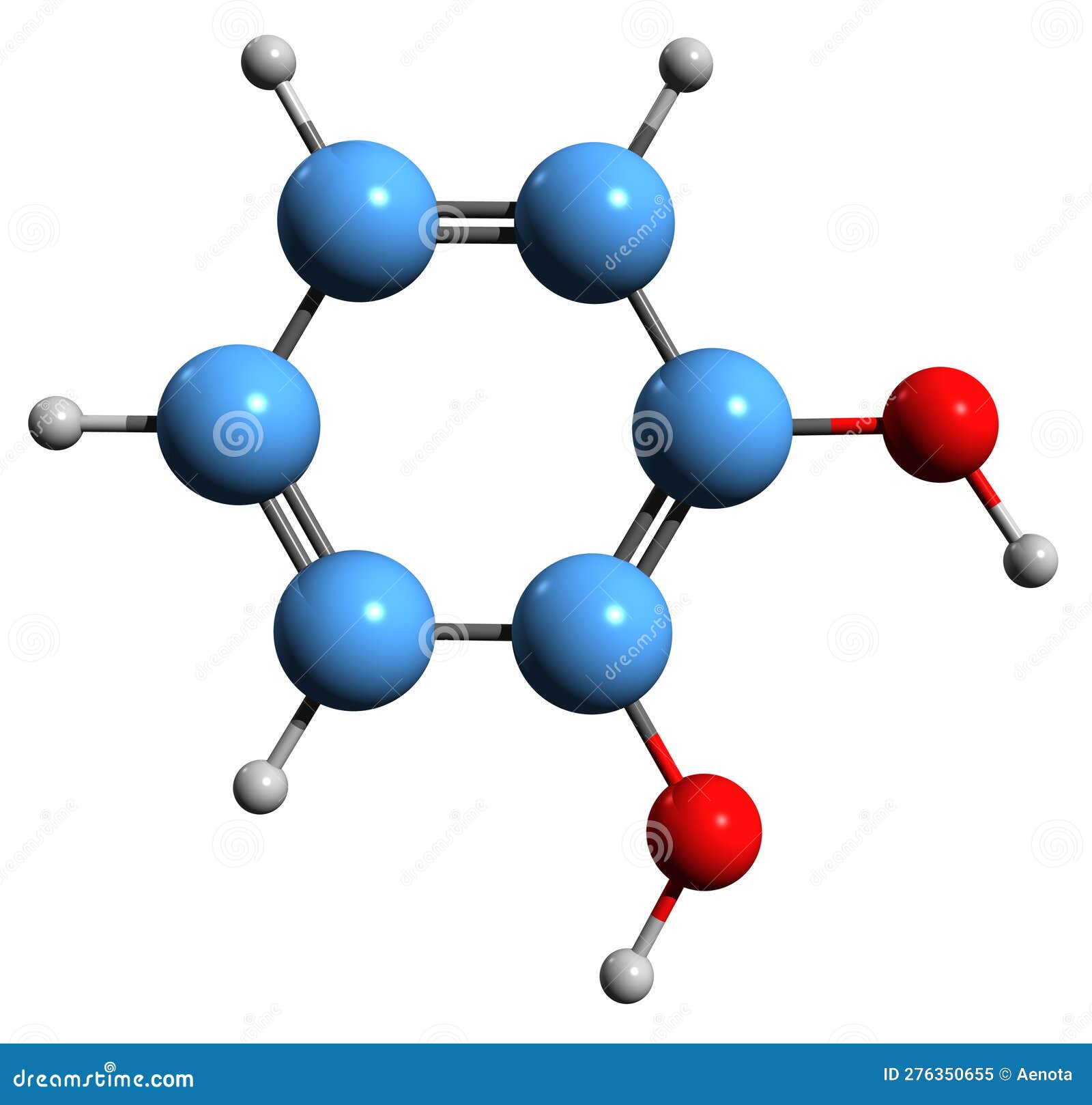 Catechol, Pyrocatechol. Molecular Structures, 3d Rendering, Structural ...