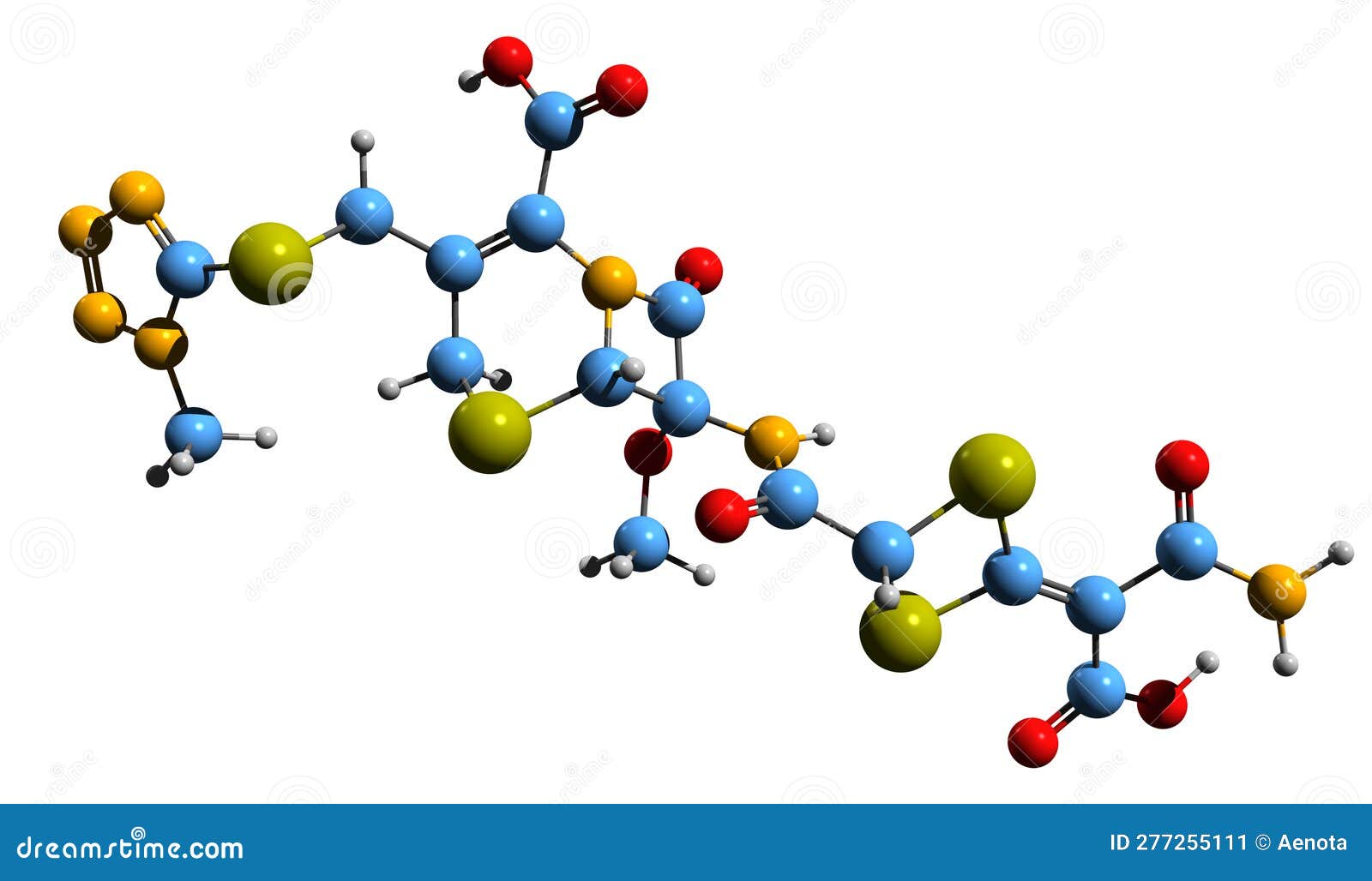 3D Image of Cefotetan Skeletal Formula Stock Illustration ...
