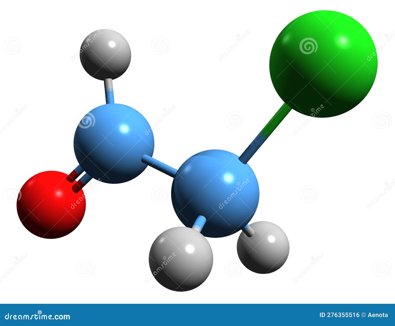 3D Image of Chloroacetaldehyde Skeletal Formula Stock Illustration ...
