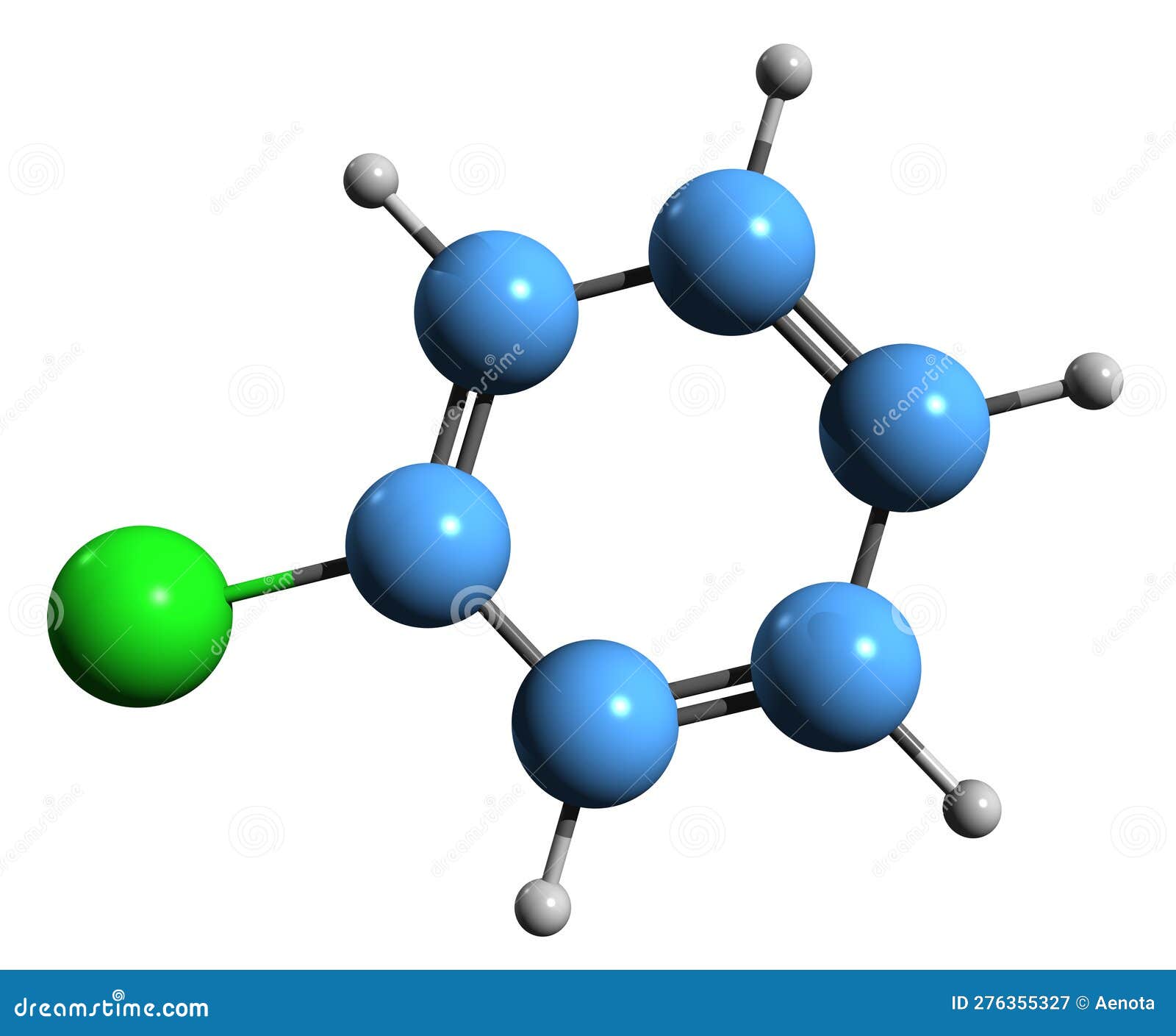 3D Image of Chlorobenzene Skeletal Formula Stock Illustration ...