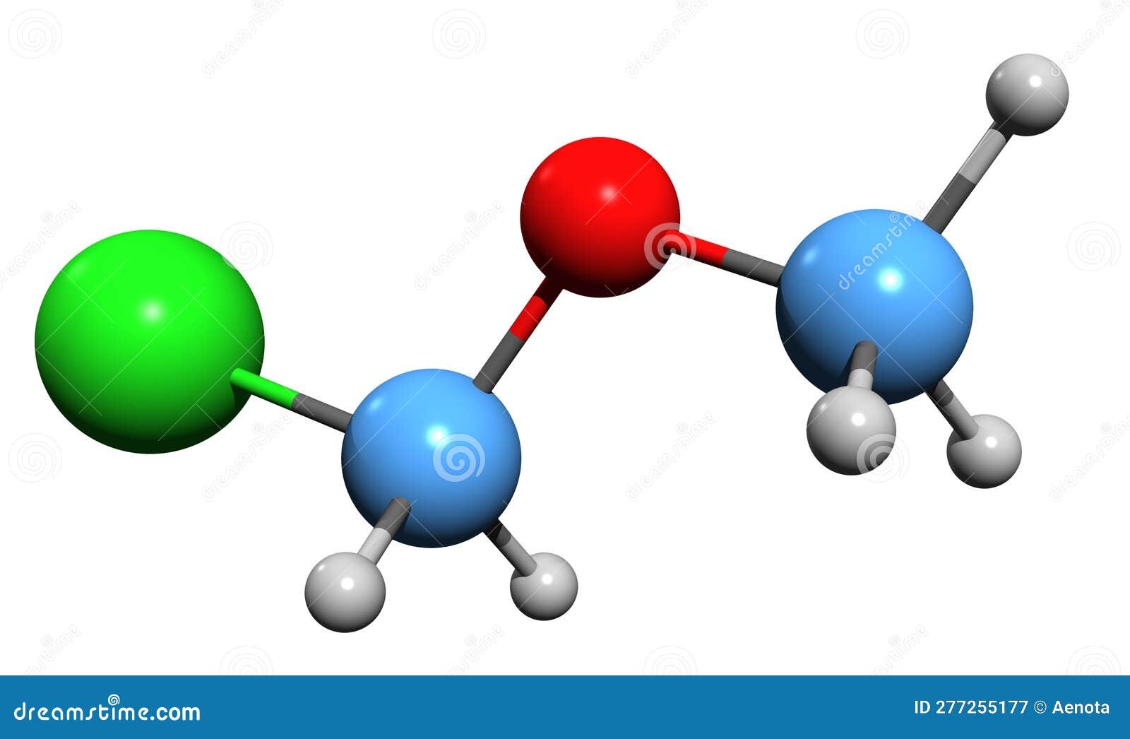 3D Image of Chloromethyl Methyl Ether Skeletal Formula Stock ...