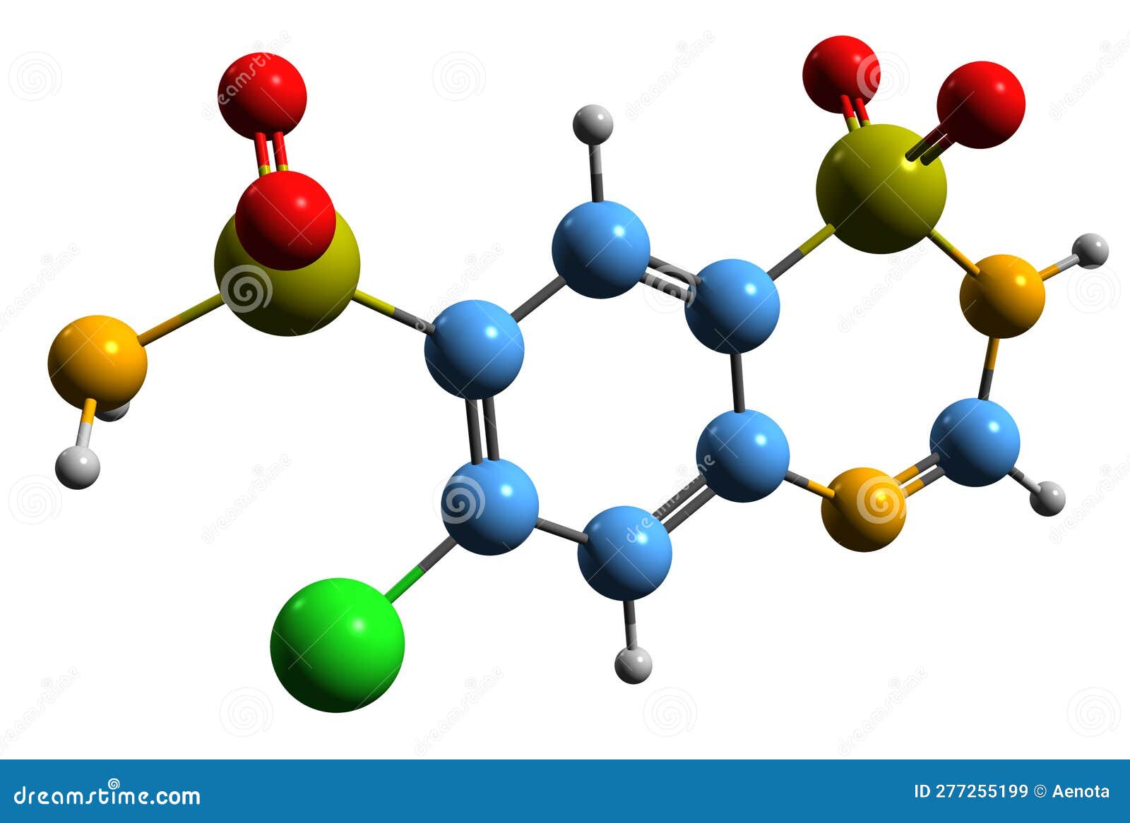 3D Image of Chlorothiazide Skeletal Formula Stock Illustration ...