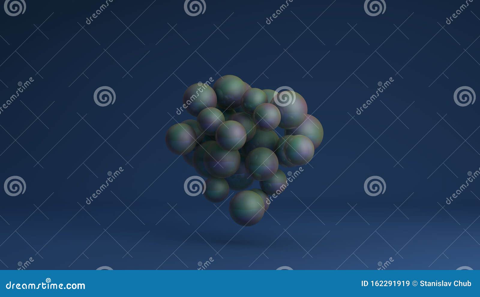 3D Image of a Cluster of Many Balls of Different Sizes with an Iris. 3D ...