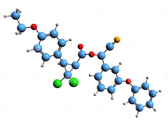 3D Image of Cycloprothrin Skeletal Formula Stock Illustration ...