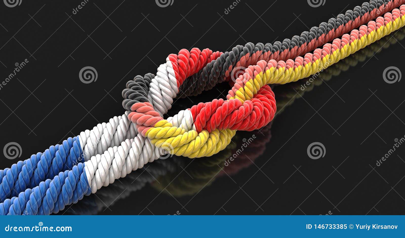 3d Image of Tied Knot with Flags Stock Illustration - Illustration of ...