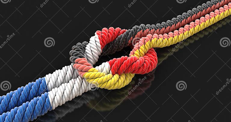 3d Image of Tied Knot with Flags Stock Illustration - Illustration of ...