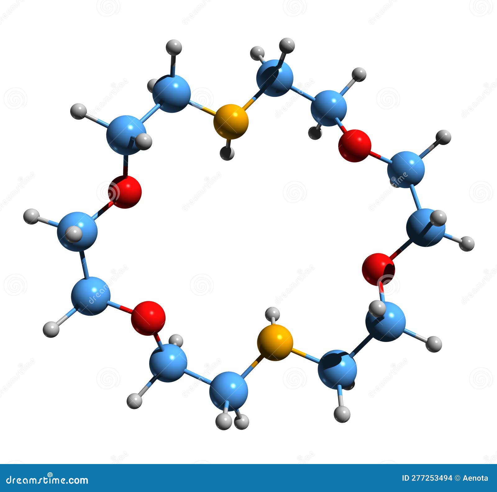 3D Image of 1,6-diaza-18-crown-6 Skeletal Formula Stock Illustration ...