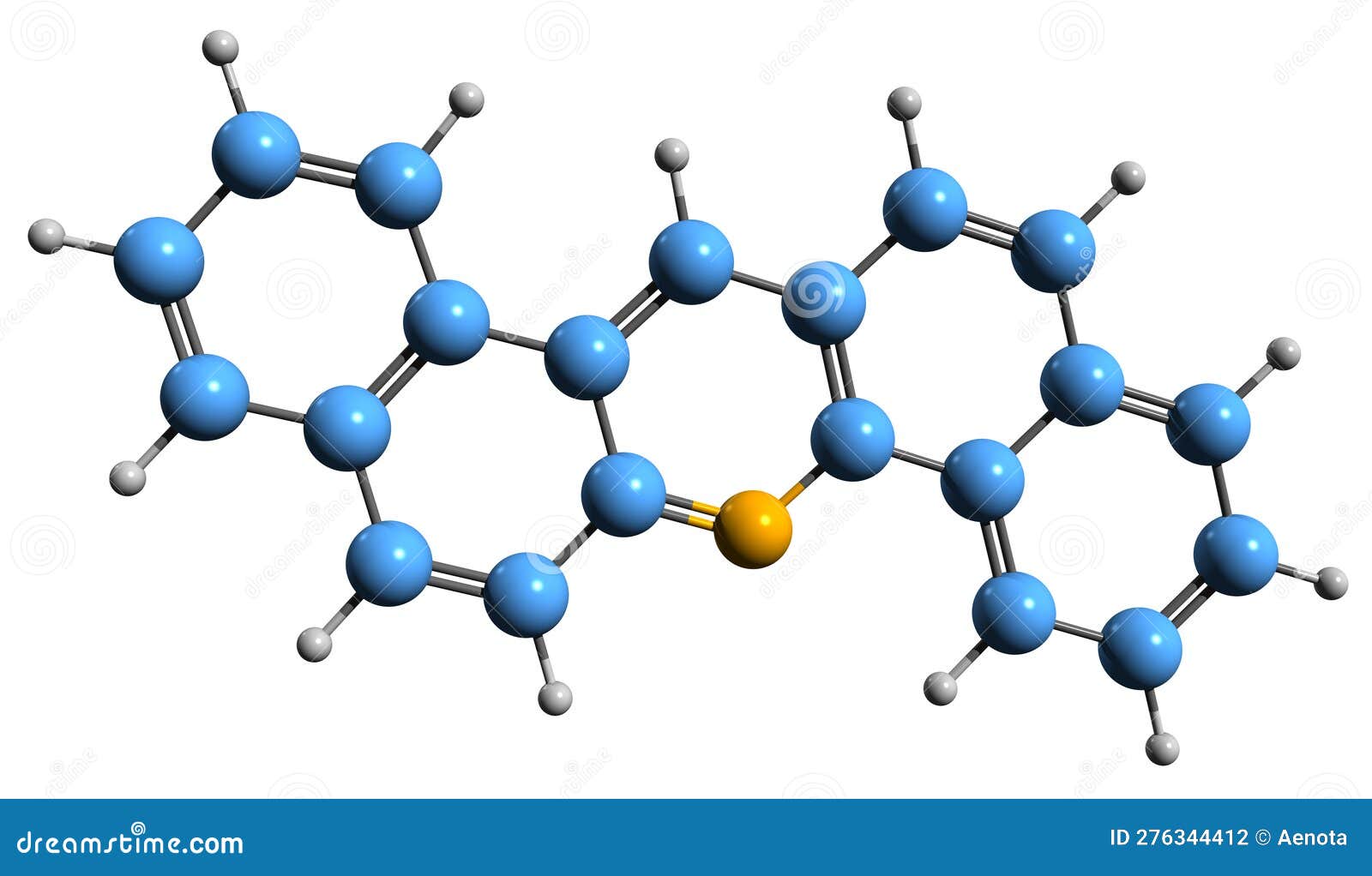 Acridine Molecular Structure, 3d Model Molecule, Nitrogen Heterocycle ...