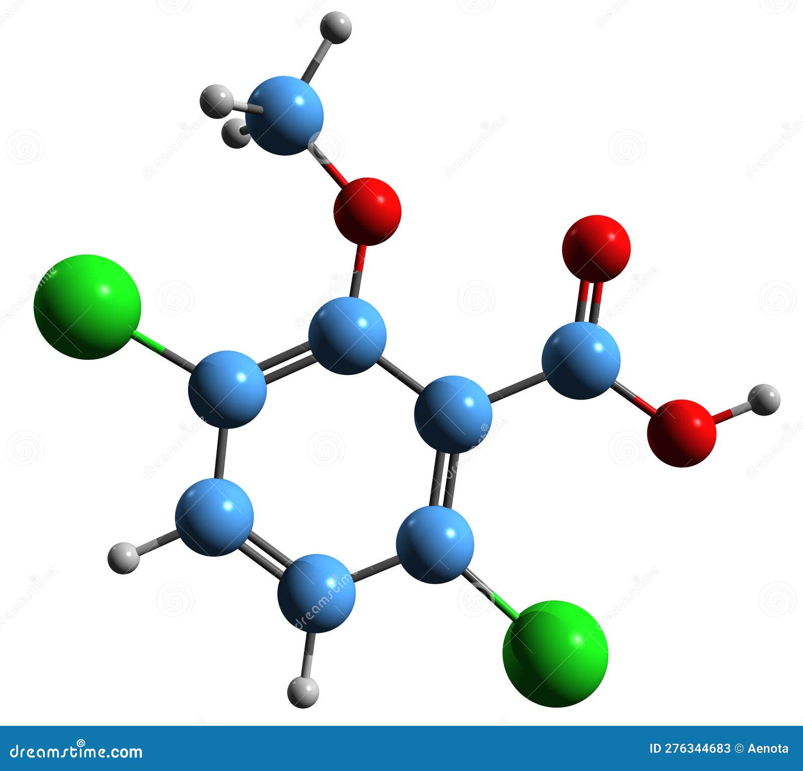 3D Image of Dicamba Skeletal Formula Stock Illustration - Illustration ...