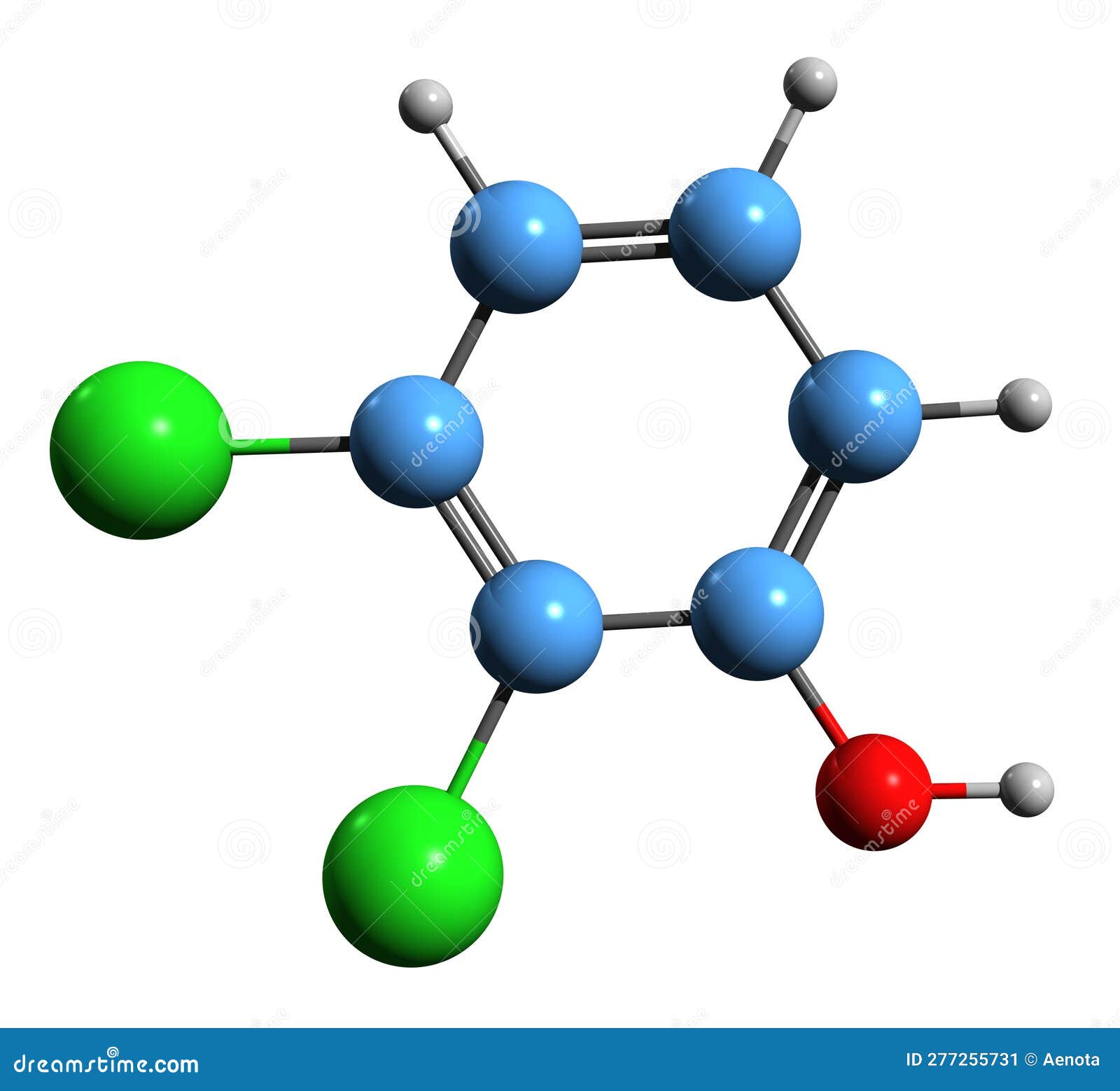 3D Image of Dichlorophenol Skeletal Formula Stock Illustration ...