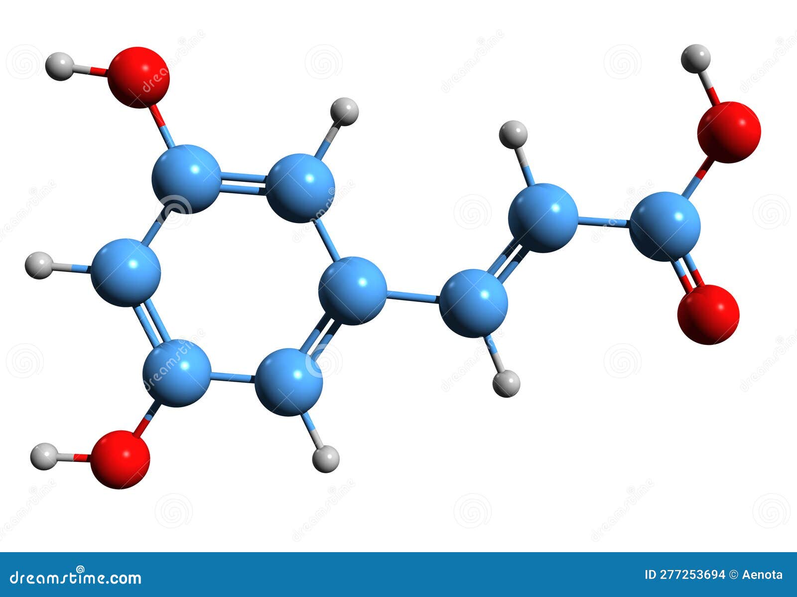 3D Image of 3,5-Dihydroxycinnamic Acid Skeletal Formula Stock ...