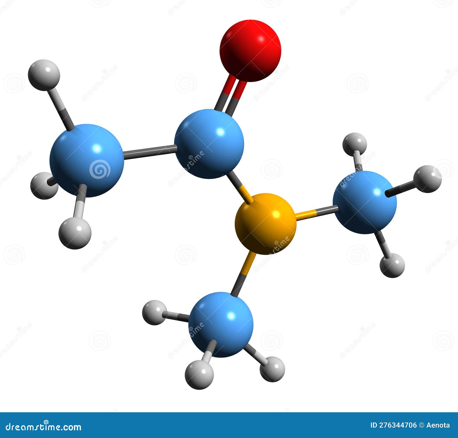3D Image of Dimethylacetamide Skeletal Formula Stock Illustration ...