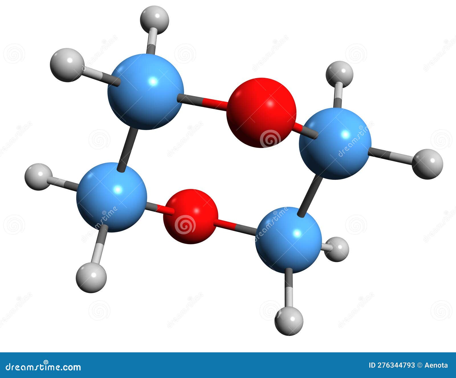 3D Image of Dioxane Skeletal Formula Stock Illustration - Illustration ...