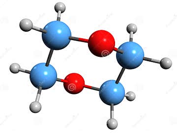 3D Image of Dioxane Skeletal Formula Stock Illustration - Illustration ...