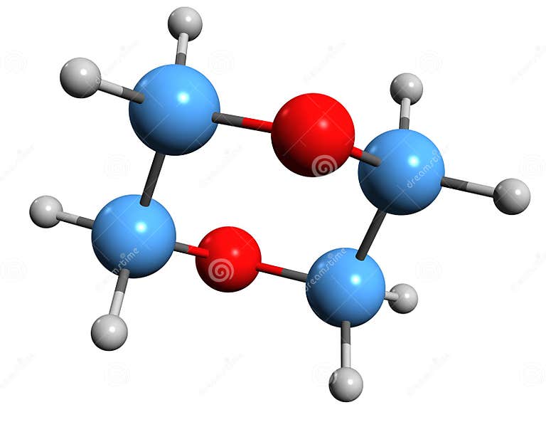 3D Image of Dioxane Skeletal Formula Stock Illustration - Illustration ...