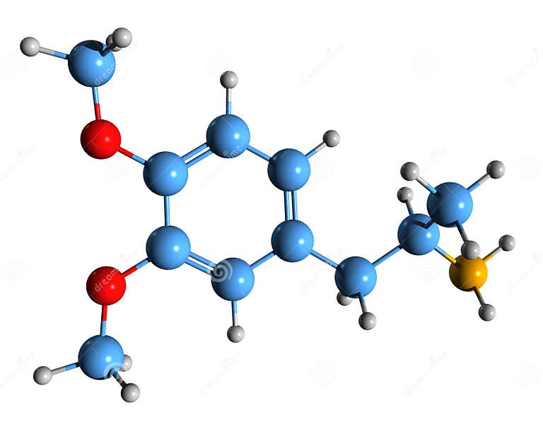 3D Image of 3,4-DMA Skeletal Formula Stock Illustration - Illustration ...