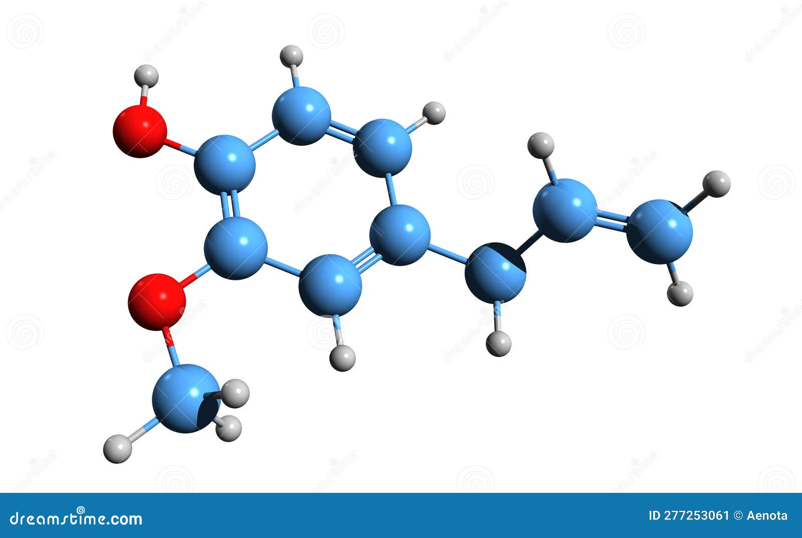 3D Image of Eugenol Skeletal Formula Stock Illustration - Illustration ...