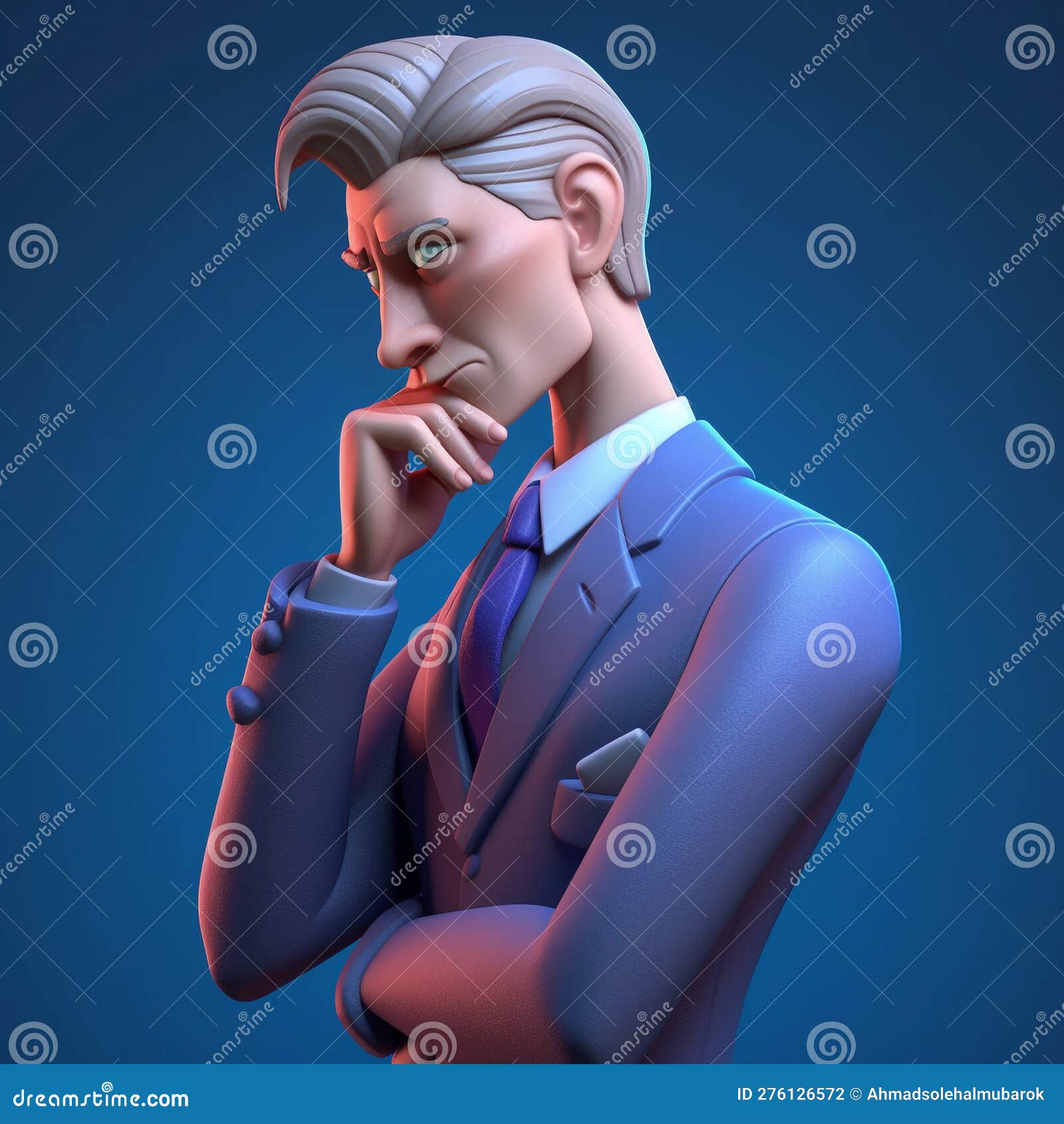 3d Character of Business Man Thinking Stock Illustration - Illustration ...
