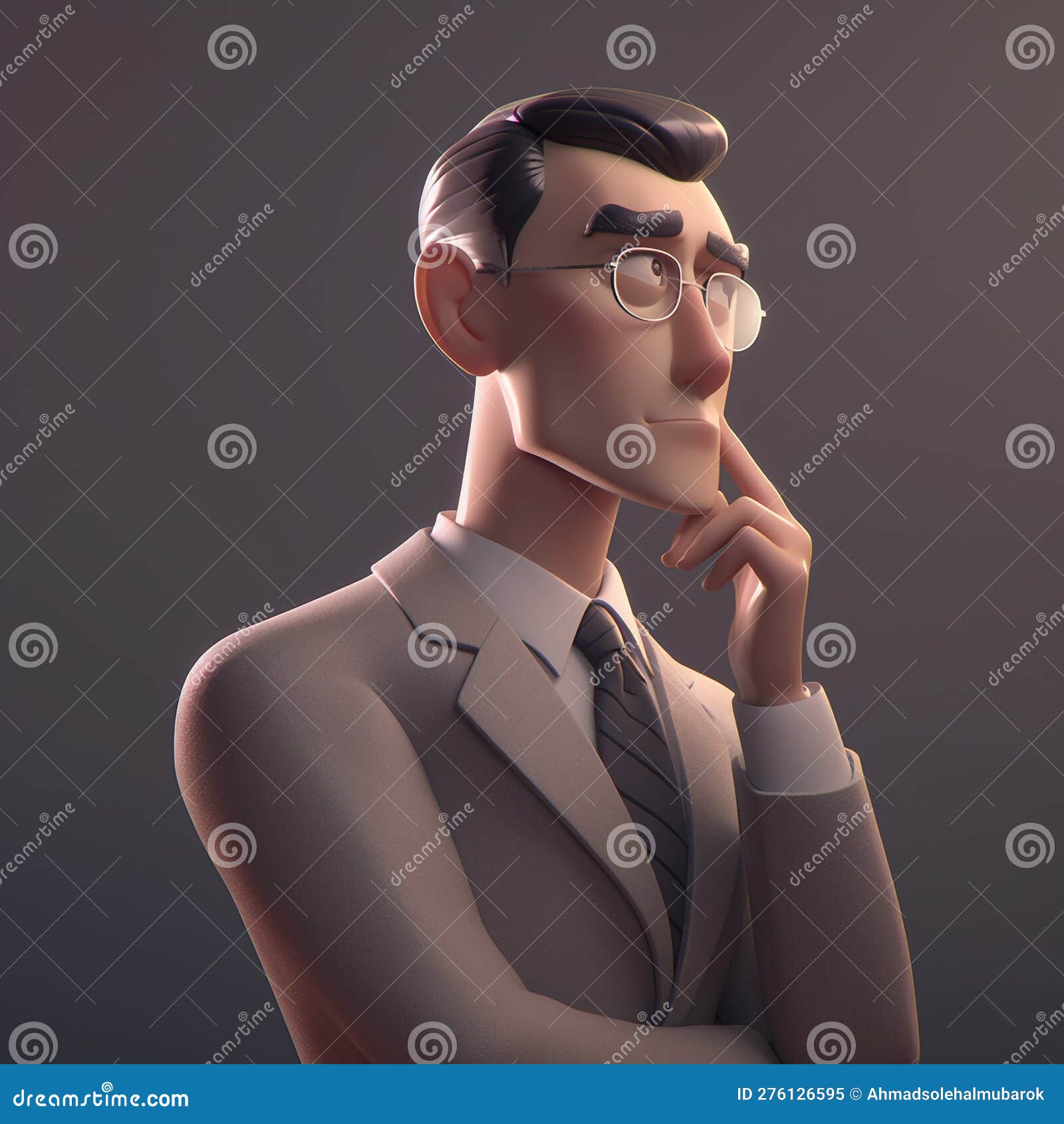 3d Character of Business Man Thinking Stock Illustration - Illustration ...