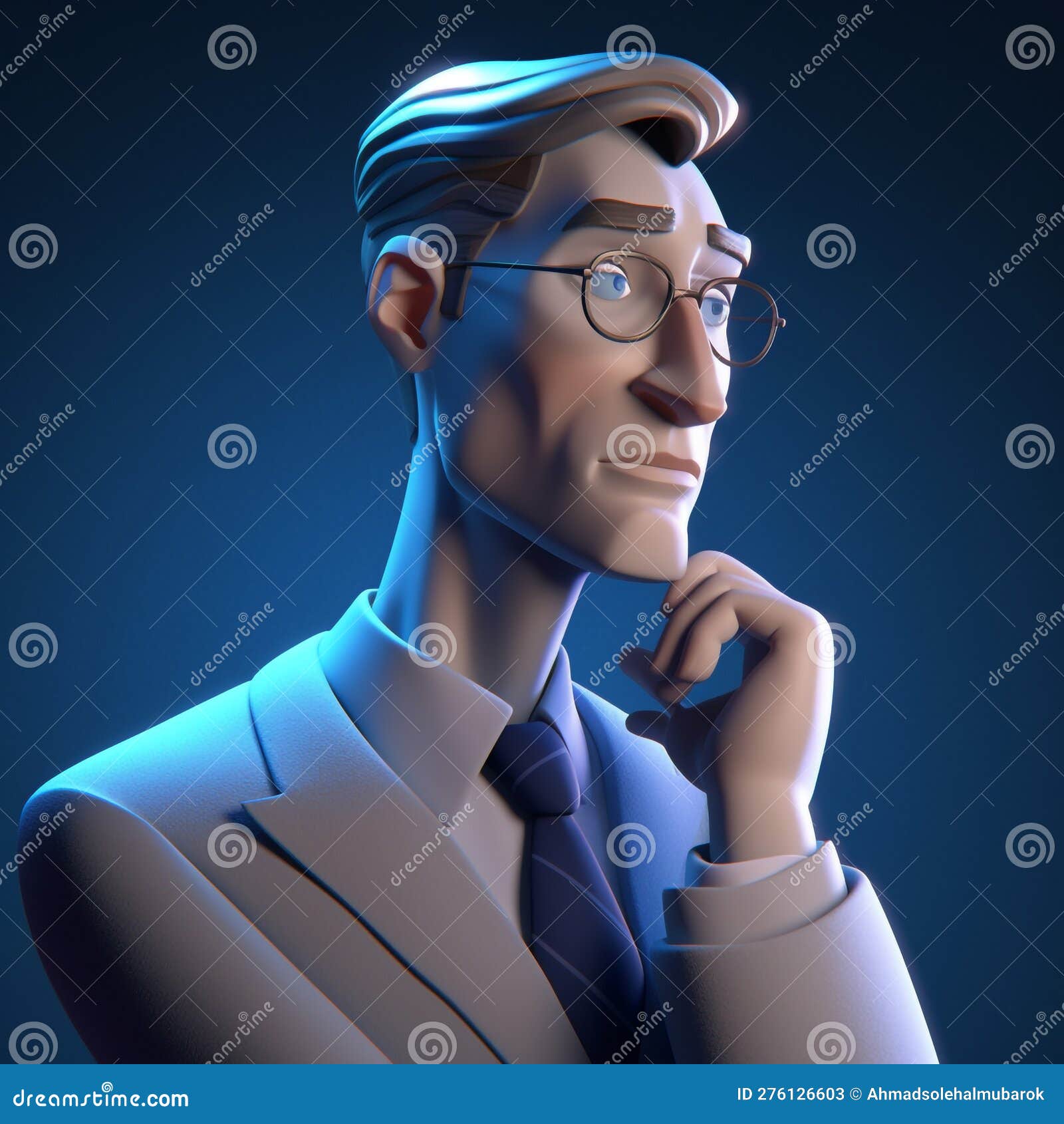 3d Character of Business Man Thinking Stock Illustration - Illustration ...