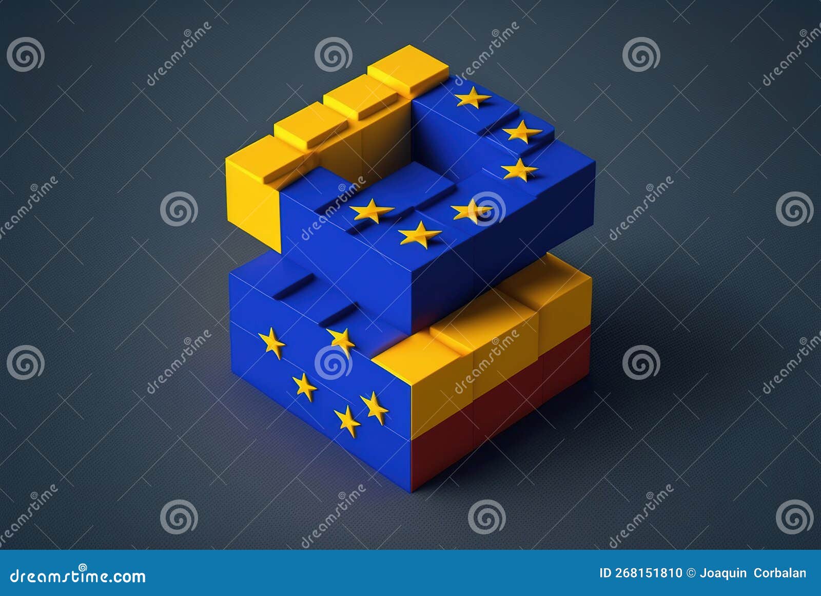 3d Image of the Flag of the European Union Forming a Cube with Volume ...