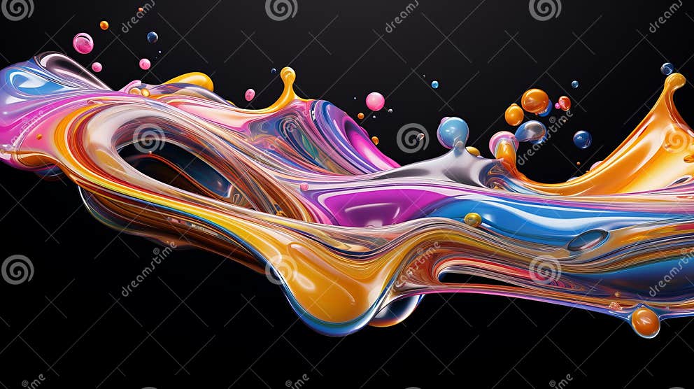 3D Image of Fluid Abstract 3D Floating Objects Zro Gravity Stock ...