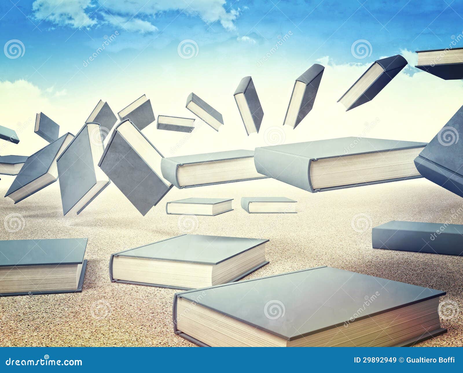 Flying books stock illustration. Illustration of clouds - 29892949