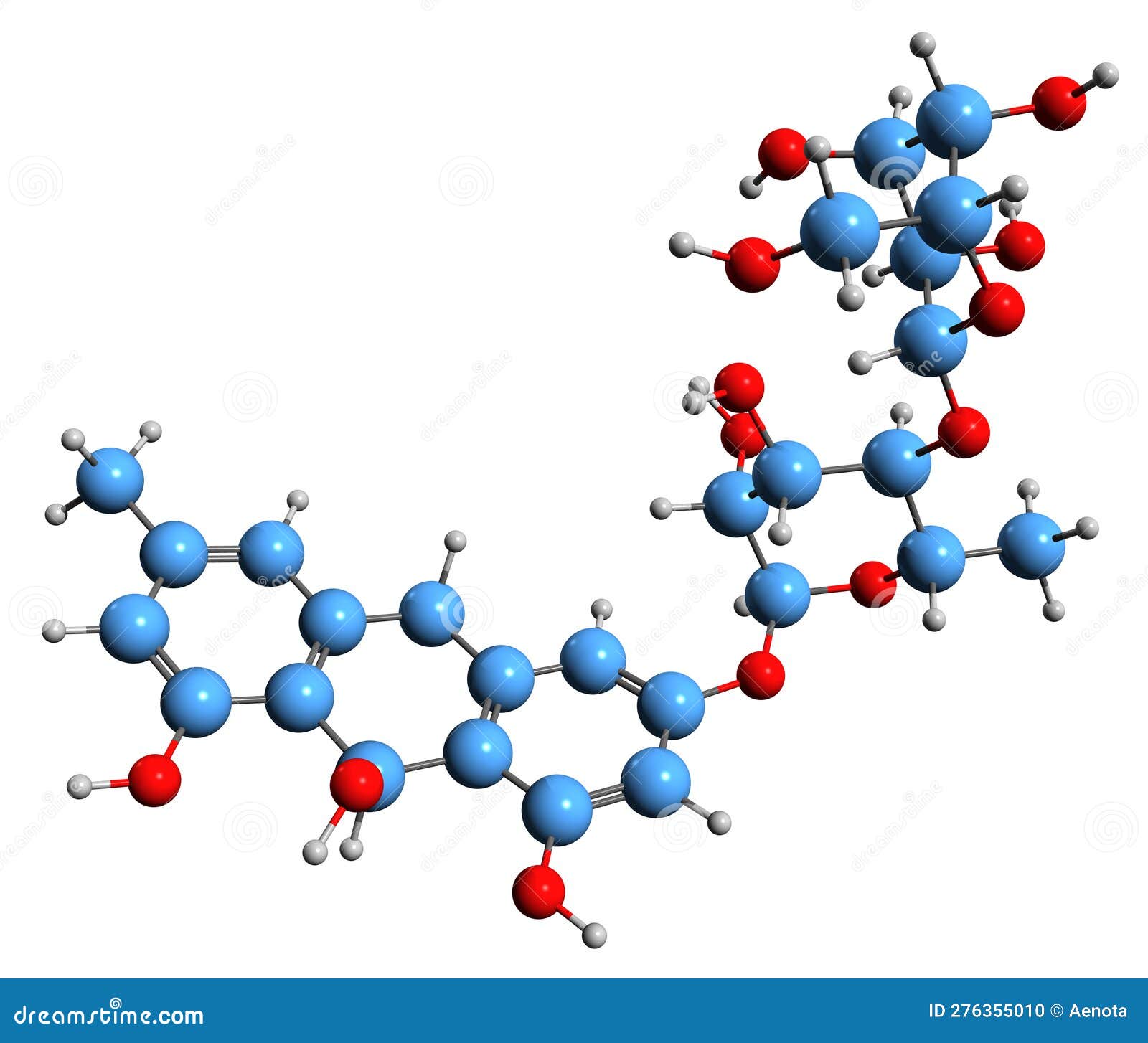 Molecule Of Anthrone, Isolated Molecular Model. 3D Rendering Stock ...