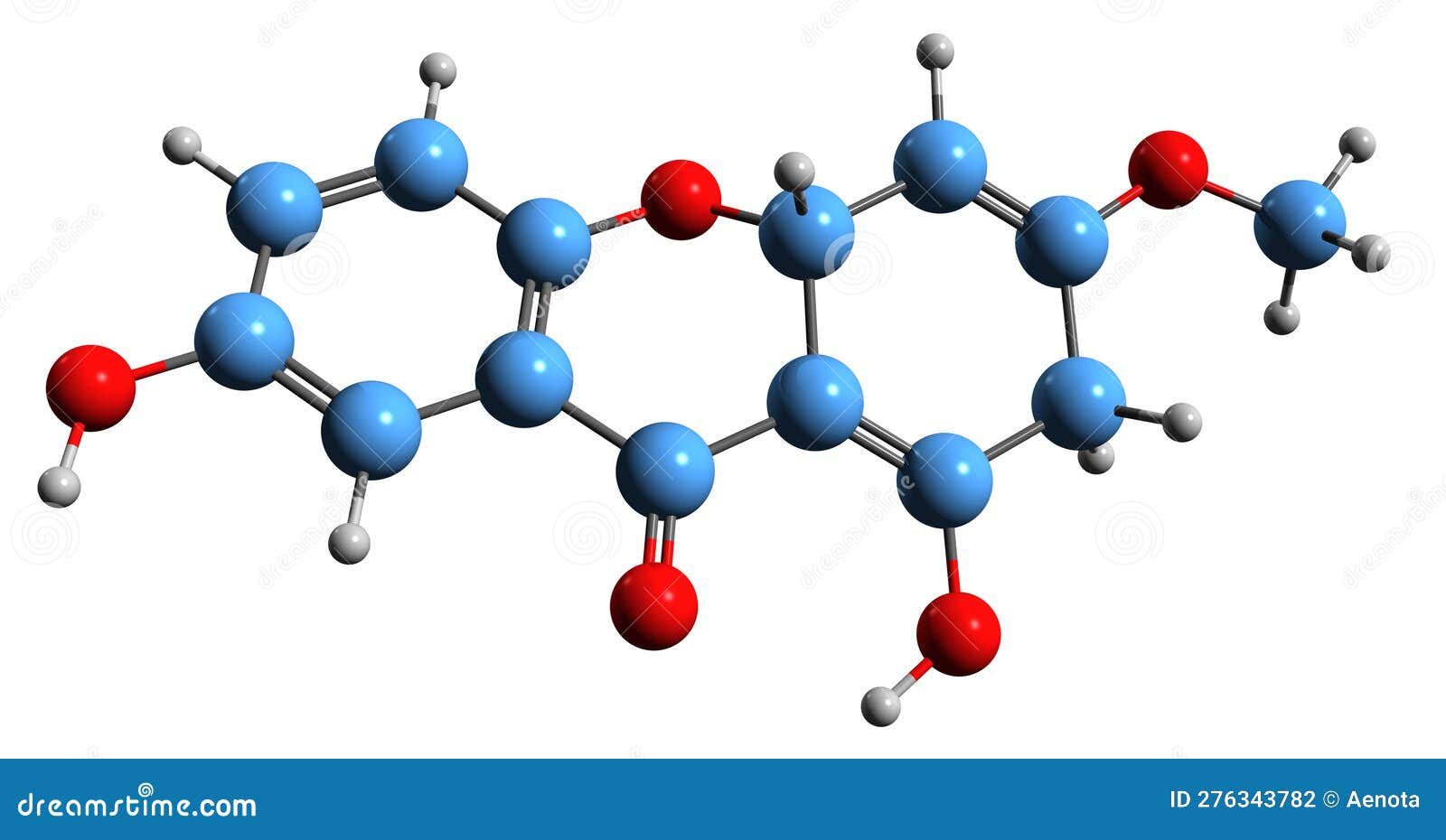 Xanthone Molecular Structure 3d Flat Model Insecticide Structural