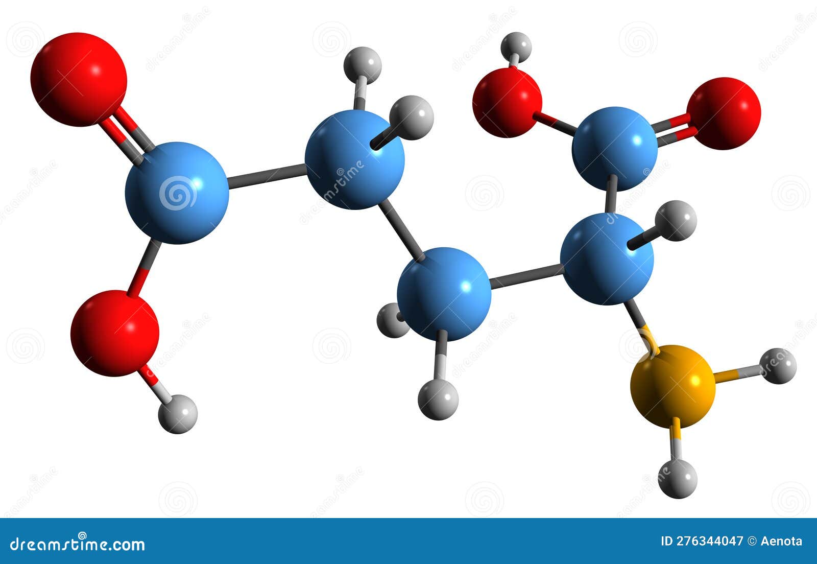 3D Image of Glutamic Acid Skeletal Formula Stock Illustration ...