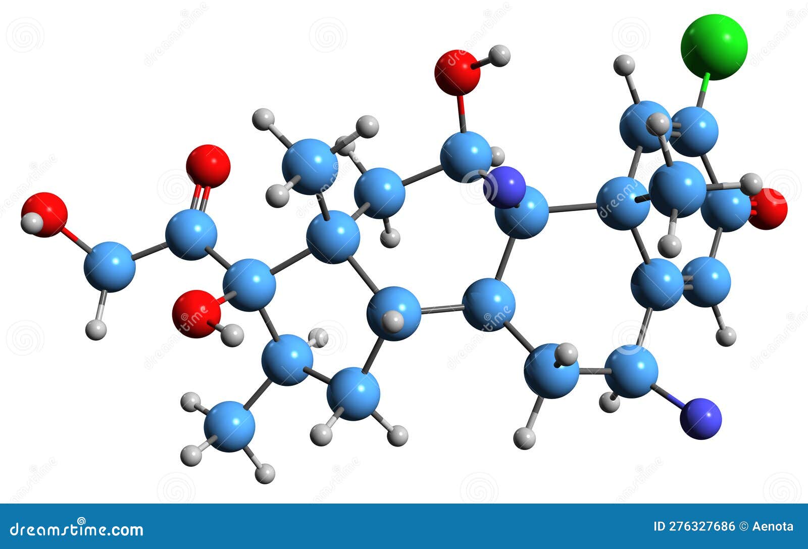 Halometasone Topical Corticosteroid Drug Molecule. 3D Rendering. Atoms ...