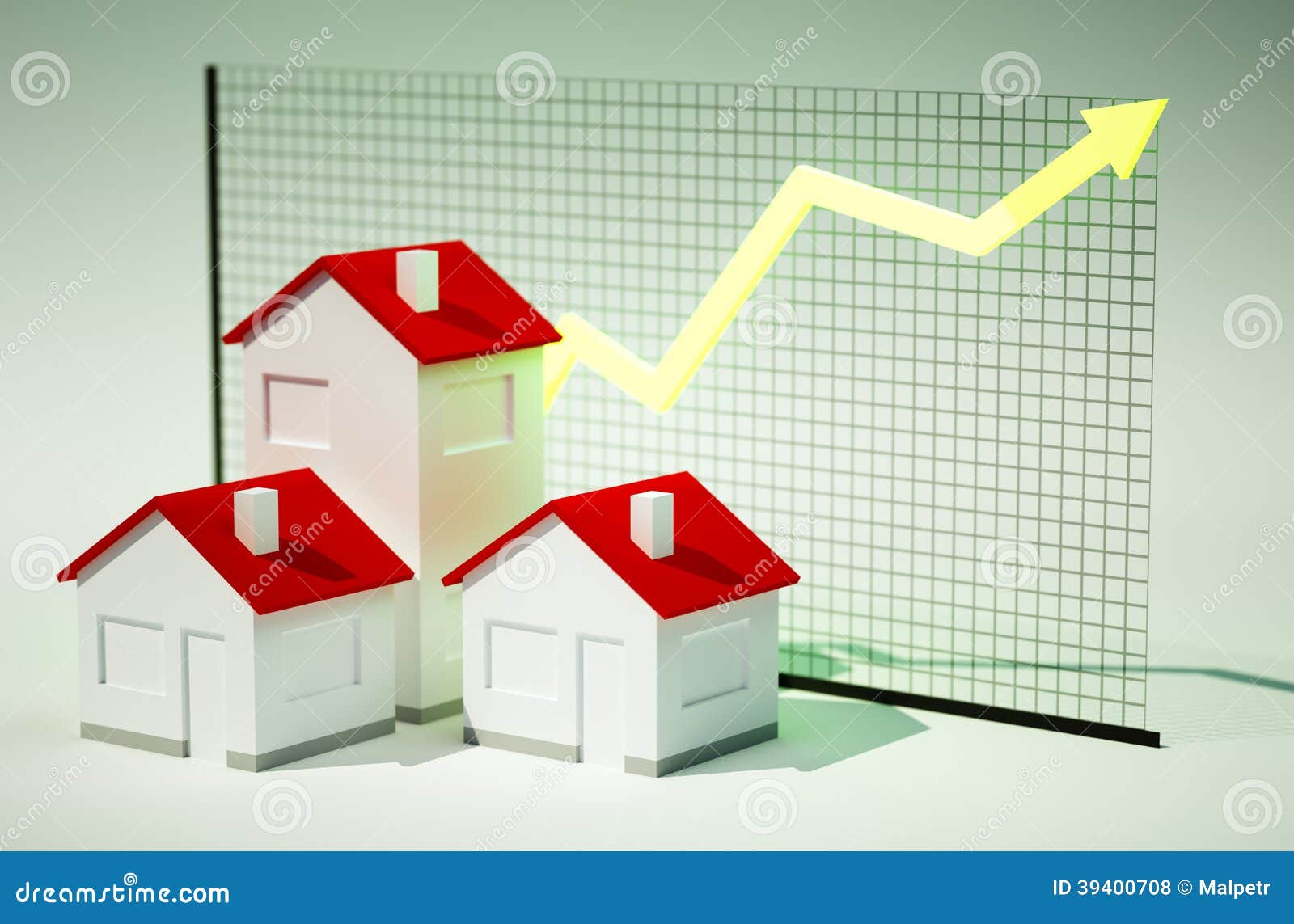 3d Image of Houses with Graph Growing Stock Illustration - Illustration ...
